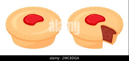 Cartoon Aussie meat pie drawing for Australia Day. Traditional pie with ...