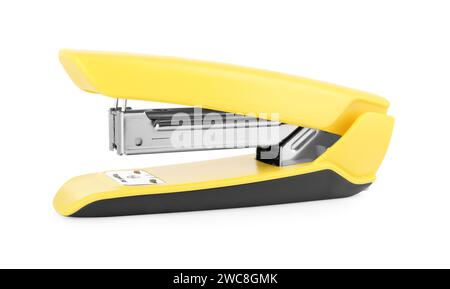 One new yellow stapler isolated on white Stock Photo - Alamy