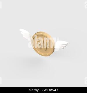 Winged coin 3d object Stock Photo - Alamy