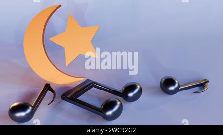 3d rendering of abstract music notes isolated on white background Stock ...