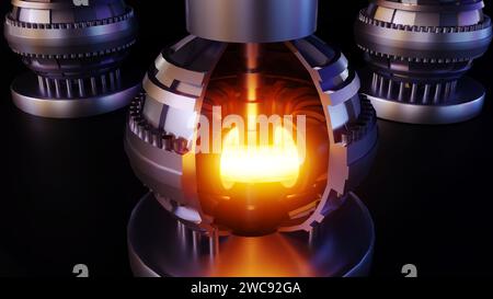 Fusion reactor toroidal magnetic fields .Helical path flow. 3d ...