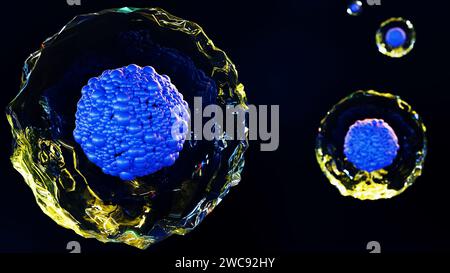 3d rendering of a group of stem cells, which are unspecialized cells ...
