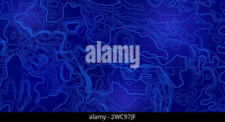 Ocean topographic line map with curvy wave isolines vector illustration ...