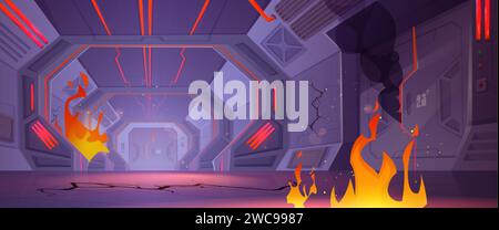 Cartoon fire station interior design. Vector illustration of empty ...