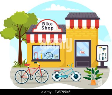 Bike Shop with Shoppers People Choosing Cycles, Accessories or Gear ...