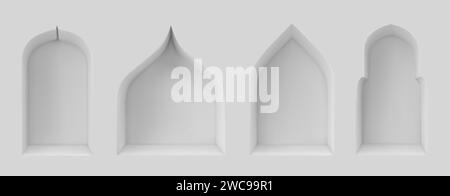 Arab windows set on white wall background. Vector realistic ...