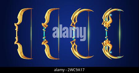 Magic bows game set isolated on background. Vector cartoon illustration ...