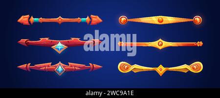 Art deco fantasy game interface button vector set. Ui animation elements for rpg with gold ...