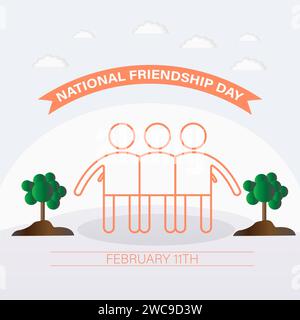 National Friendship Day February celebrated on 11th February. Vector ...