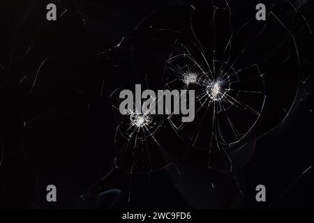 traces of bumps and cracks on a broken LCD screen, computer monitor or ...