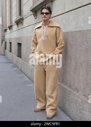 Guido Milani street style outfit before Prada fashion show, during ...