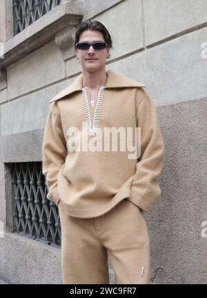 Guido Milani street style outfit before Prada fashion show, during ...