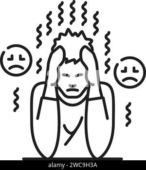 Feeling overwhelmed psychological disorder problem, mental health icon ...