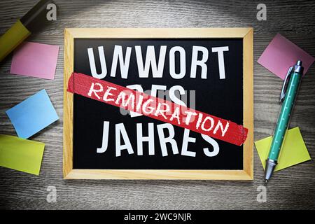 FOTOMONTAGE, Buchstaben bilden den Schriftzug Unwort des Jahres ...