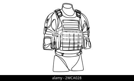 Army Combat Vest Part of Military and Army Force Equipment Hand Drawn ...
