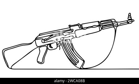 Various modern weapons one line continuous drawing. Grenade launcher ...