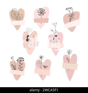 Heart taped with dried plants isolated on white background. Healed ...