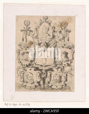 Coat of arms of the Sint -Lucas Guild with around five portraits, Henri ...