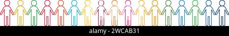 SDGs, people holding hands in a horizontal line and hailing, Vector ...