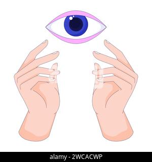All seeing eye 2D linear cartoon object Stock Vector Image & Art - Alamy