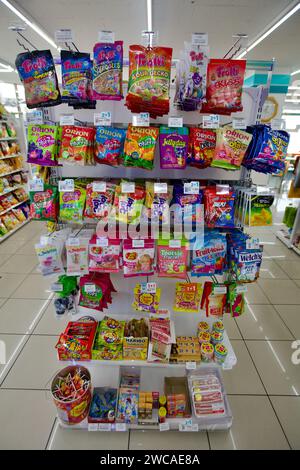 candies with jelly and sugar. colorful array of different childs sweets ...