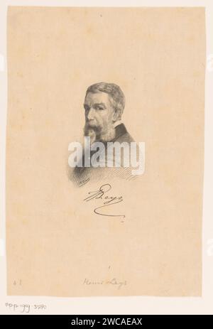 Portrait of Henri Leys, Auguste Danse, 1890 print paper etching ...