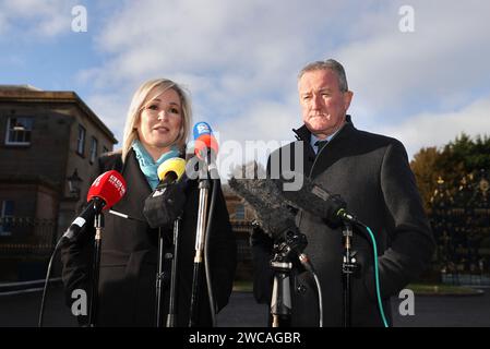 Sinn Fein representatives vice-president Michelle O'Neill and MLA Conor ...