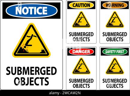 Water Safety Sign Warning - Submerged Objects Stock Vector Image & Art ...