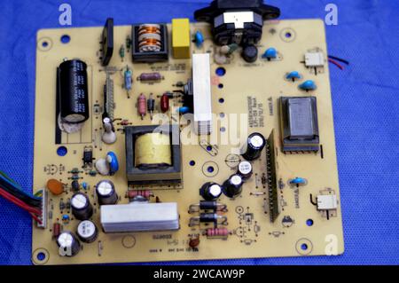 Cairo, Egypt, January 13 2024: interior of LED TV Television main board ...