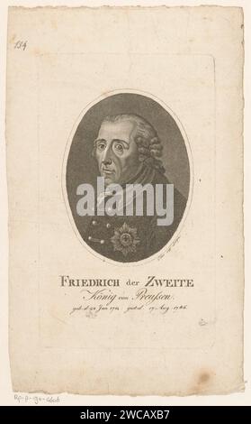 Portrait of Frederik de Grote, Johann Martin Bernigeroth, After Antoine ...