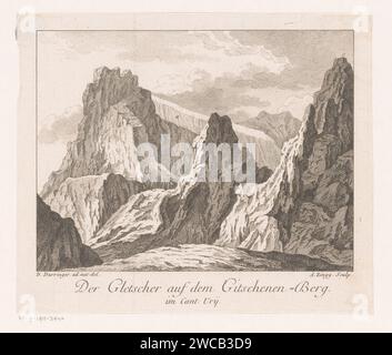 View of a glacier in the Alps, Adrian Zingg, 1744 - 1816 print paper ...