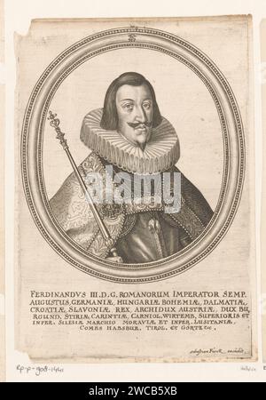 Portret van Ferdinand III, Sebastian Furck, 1618 - 1655 print With ...