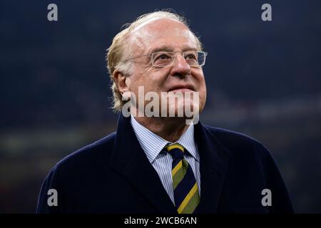 Milan, Italy. 14 January 2024. Paolo Scaroni looks on prior to the ...