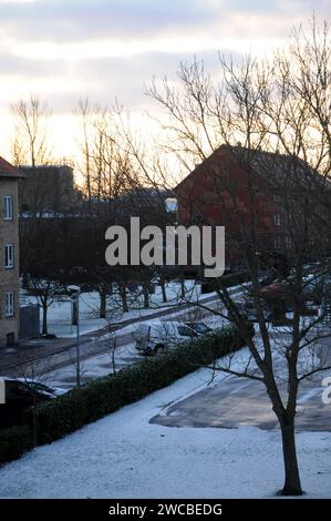Copenhagen, Denmark /13 January 2024/.Weather rain fall evening in ...