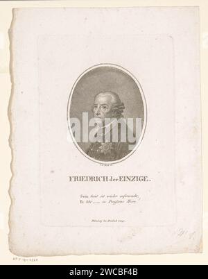 Portrait of Frederik de Grote, Johann Martin Bernigeroth, After Antoine ...