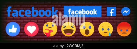 Social media reactions emojis, Thumb up Like, Love Heart, Hug emoji ...