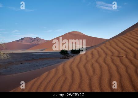 strong blowing wind over sand dunes of Namib desert, Namibia, Africa ...