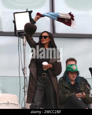 TV Presenter Maya Jama goal celebration for West Ham United watches on ...
