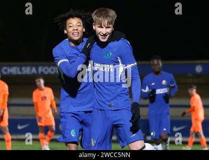 GOAL 1-0, Jimmy Jay-Morgan of Chelsea U21 goal celebration with Kiano ...