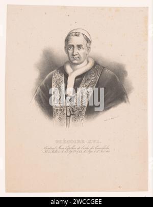 Portret van Paus Gregorius XVI, Pieter Barbiers (IV), 1808 - 1848 print ...