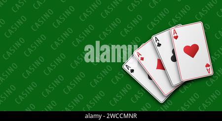 A fan of playing cards consisting of four Ace of Spades, Diamonds ...