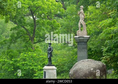 Birney's Zouaves monument with Col. Geary statue, Gettysburg National ...