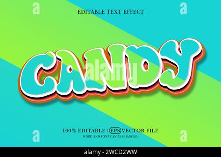 sweet candy 3d editable text effect cartoon style vector Stock Vector ...