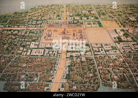 Painting of Tenochtitlan -Tlatelolco on Lake Texcoco, Mexico Stock ...