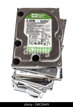 Old standard computer hard disk drives for disposal Stock Photo - Alamy