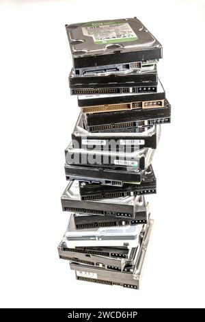 Old standard computer hard disk drives for disposal Stock Photo - Alamy