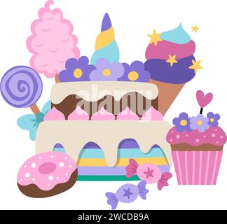 Ice Cream Donut Cartoon Colored Clipart Stock Vector Image & Art - Alamy