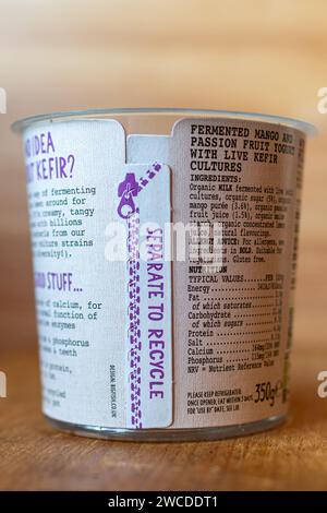 New recyclable packaging on kefir yoghurt pot with two layers ...