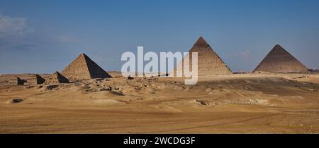 The Giza pyramid complex (Giza necropolis) afternoon shot showing the ...