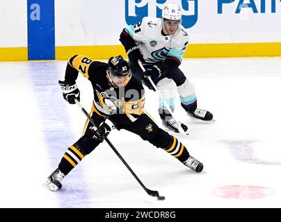 Seattle Kraken center Alex Wennberg warms up before the start of an NHL ...